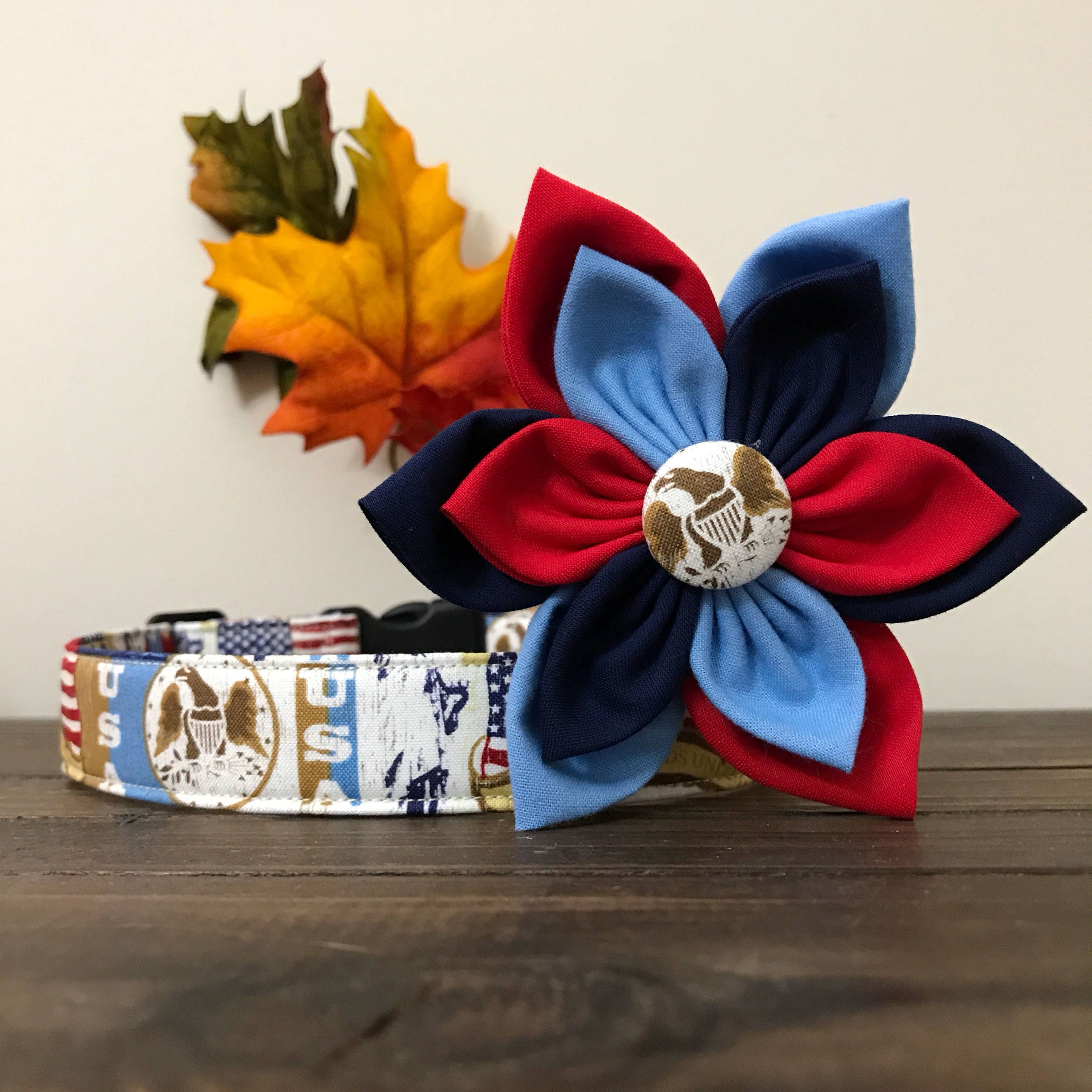 Dog Collar, Patriotic Dog Collar, American Dog Collar, American Gold ...