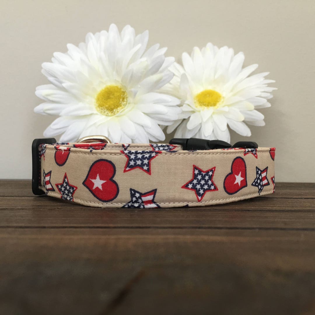 Dog Collar, Patriotic Dog Collar, American Dog Collar, Patriotic Plaid ...