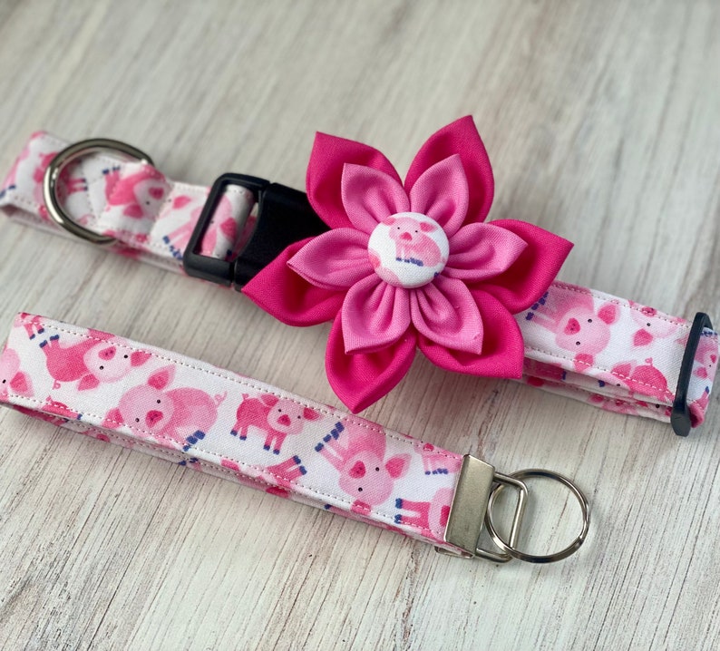 Dog Collar, Collar With Flower, Collar With Bow, Farm, Pig, Hog, Black ...