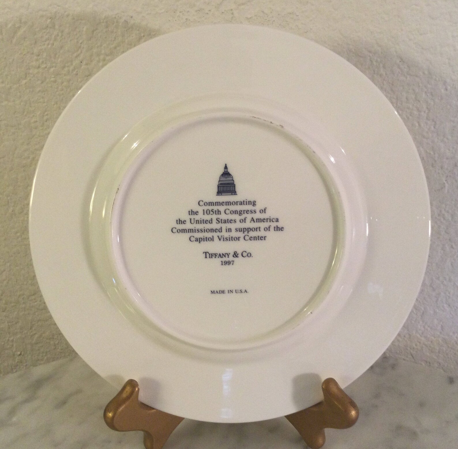 Vintage Beautiful TIFFANY & CO Plate Commemorating the 105th Congress ...