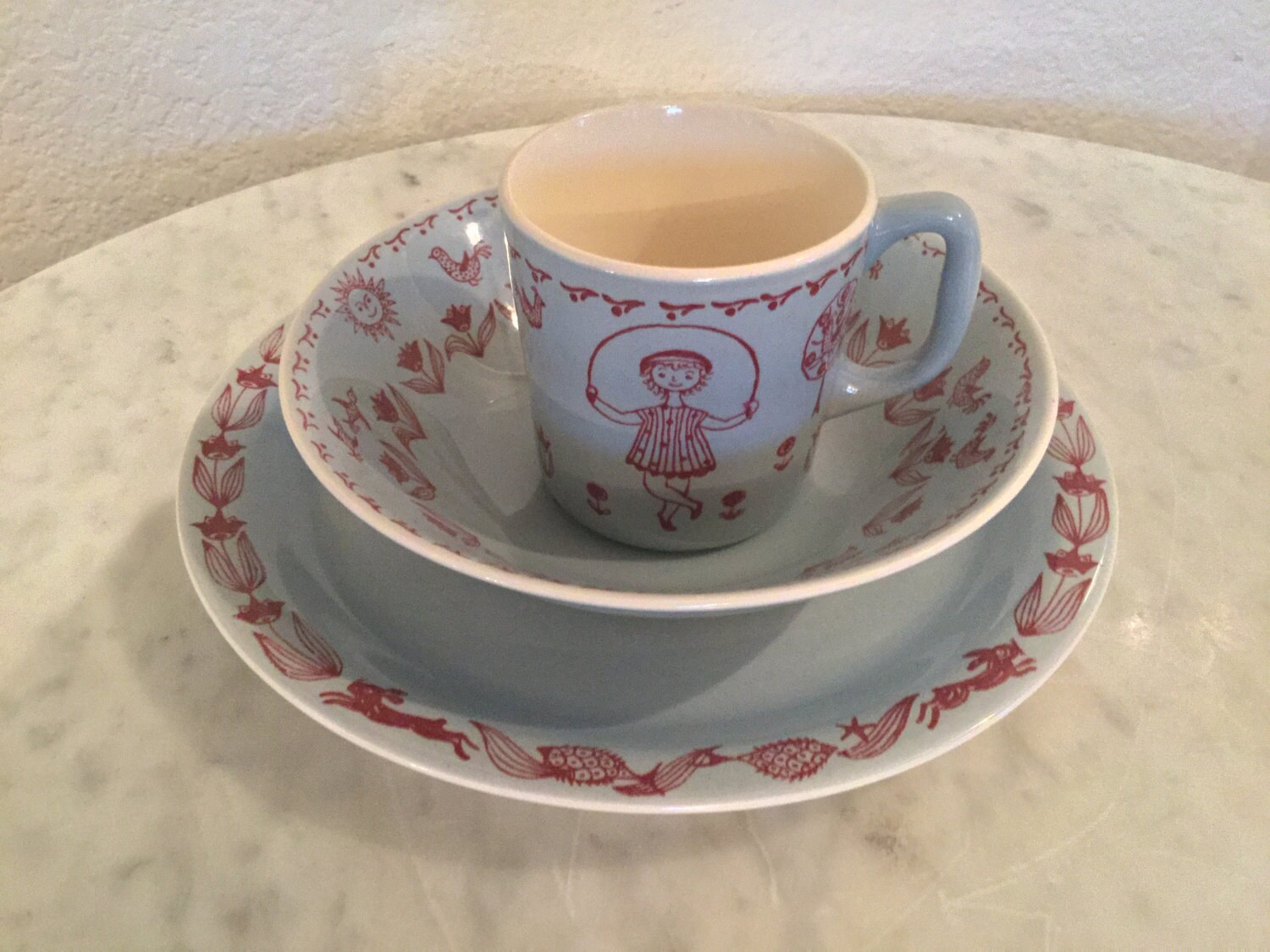 Tea Cups & Sets Set of two or four cups. Vintage Stavangerflint Norway ...