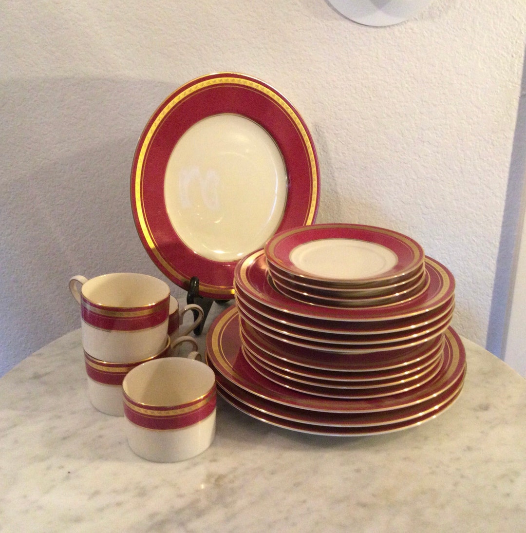 OSCAR De La RENTA “IMPERIAL Ruby” 20 Pcs Dinnerware Set. Service for 4 ...