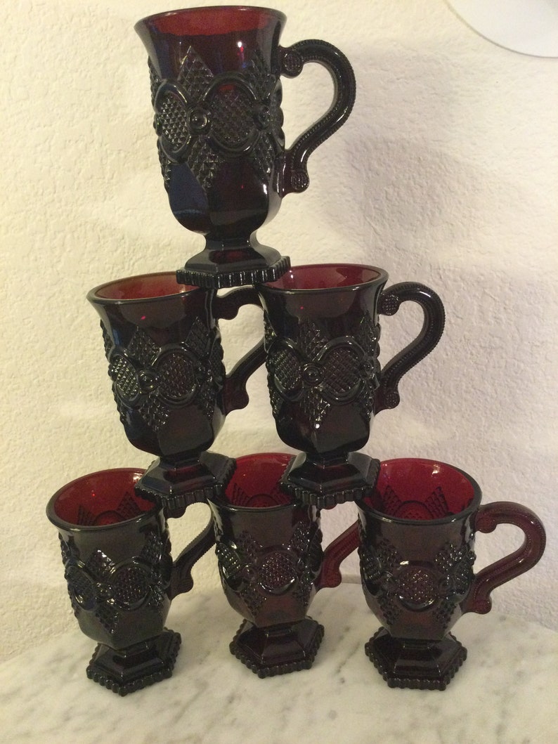 Vintage Stunning Avon cape Cod Ruby Red Set of Six - Etsy