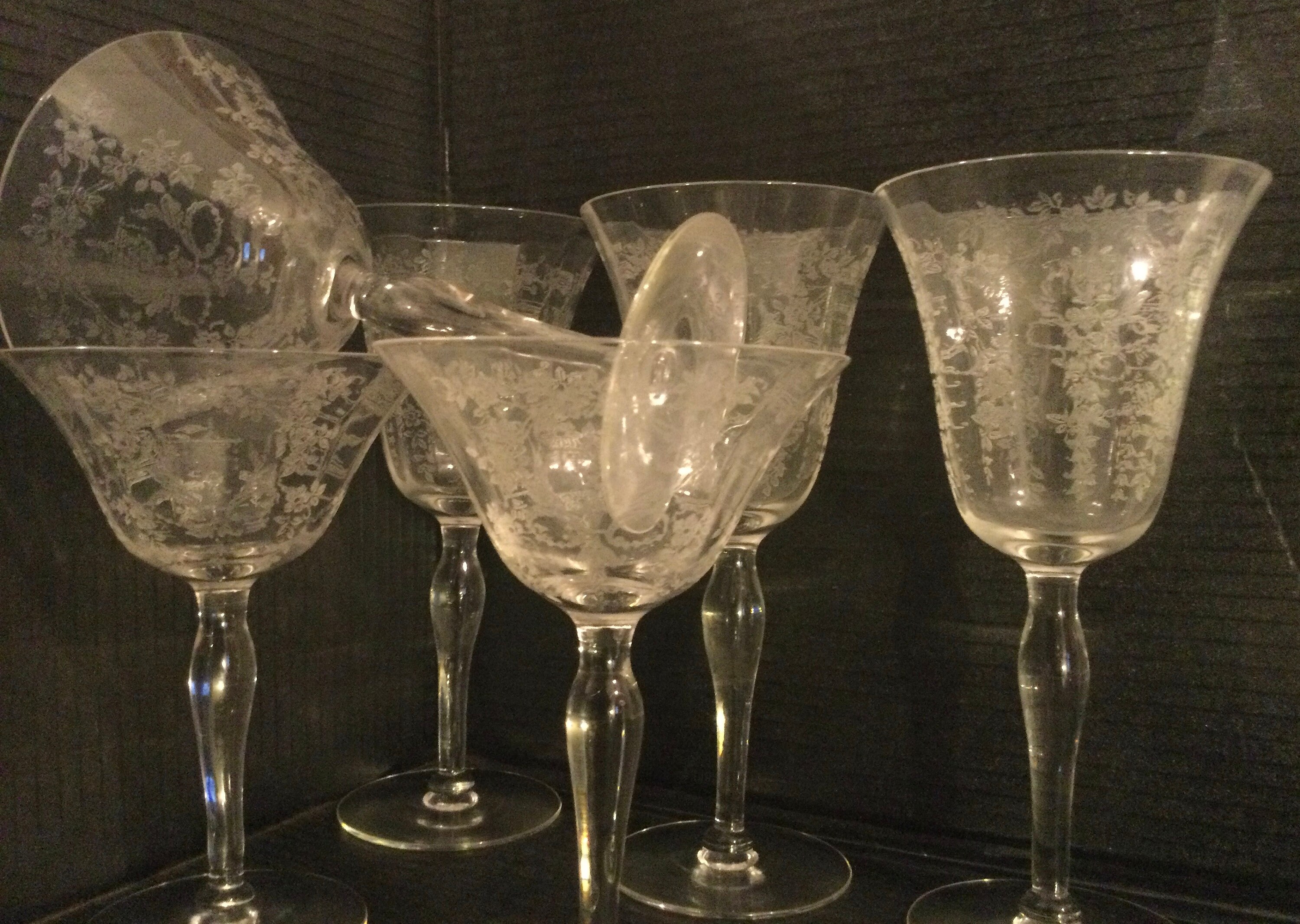 Vintage Beautiful MORGANTOWN GLASS “MIKADO” 3 Water Goblets & 3 ...
