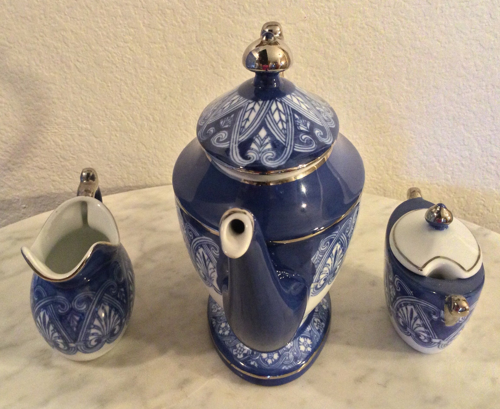 BOMBAY CHINA TILE 5 Pieces Set. Teapot and Lid Sugar Bowl - Etsy