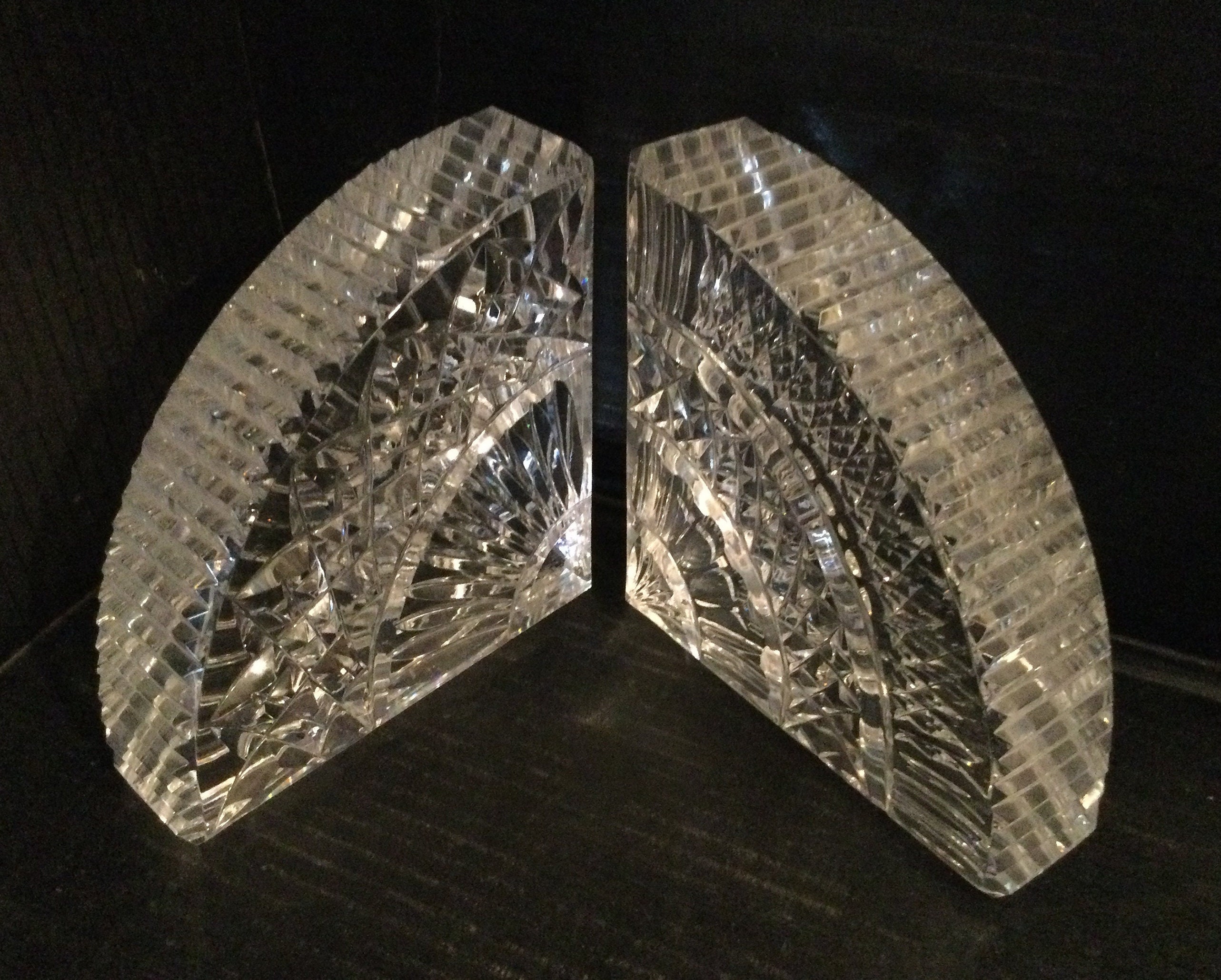 Vintage WATERFORD CRYSTAL QUADRANT Set of 2 Bookends. Clear, Cut ...