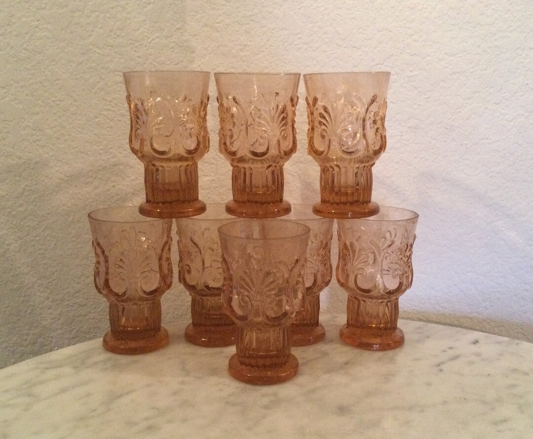 Vintage Beautiful PILGRIM Glass “ADAM” Set of 8 Juice Glasses. Raised ...