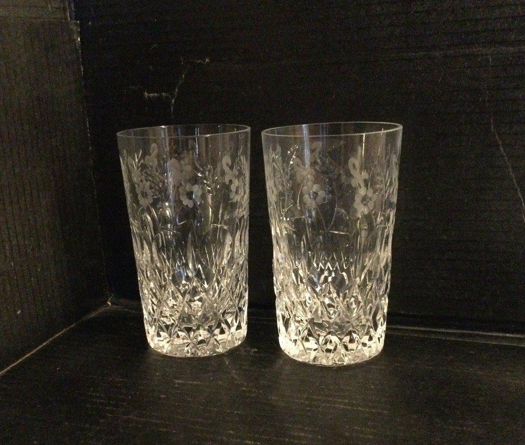 ROGASKA CRYSTAL “GALLIA” Pattern, 2 Highball Glasses. Gray and Polished ...