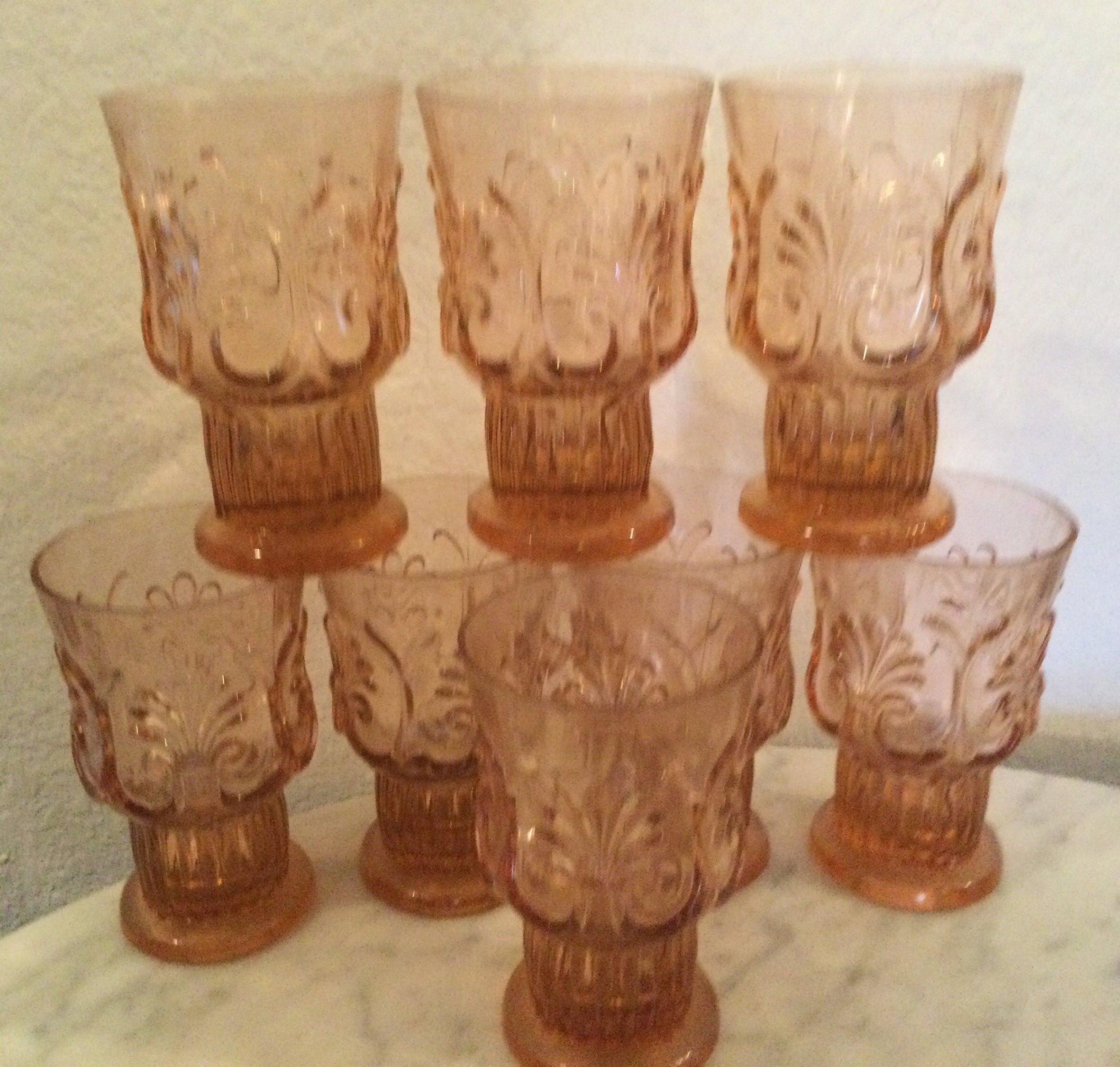 Vintage Beautiful PILGRIM Glass ADAM Set of 8 Juice Glasses. Raised Fan ...