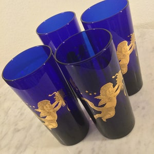 Vintage Gorgeous Culver Crystal Ltd "angels" Set of Four (4) Tumblers ...