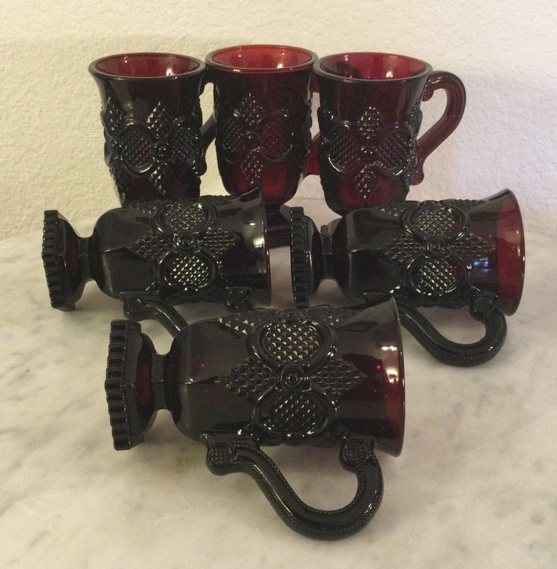 Vintage Stunning Avon cape Cod Ruby Red Set of Six - Etsy