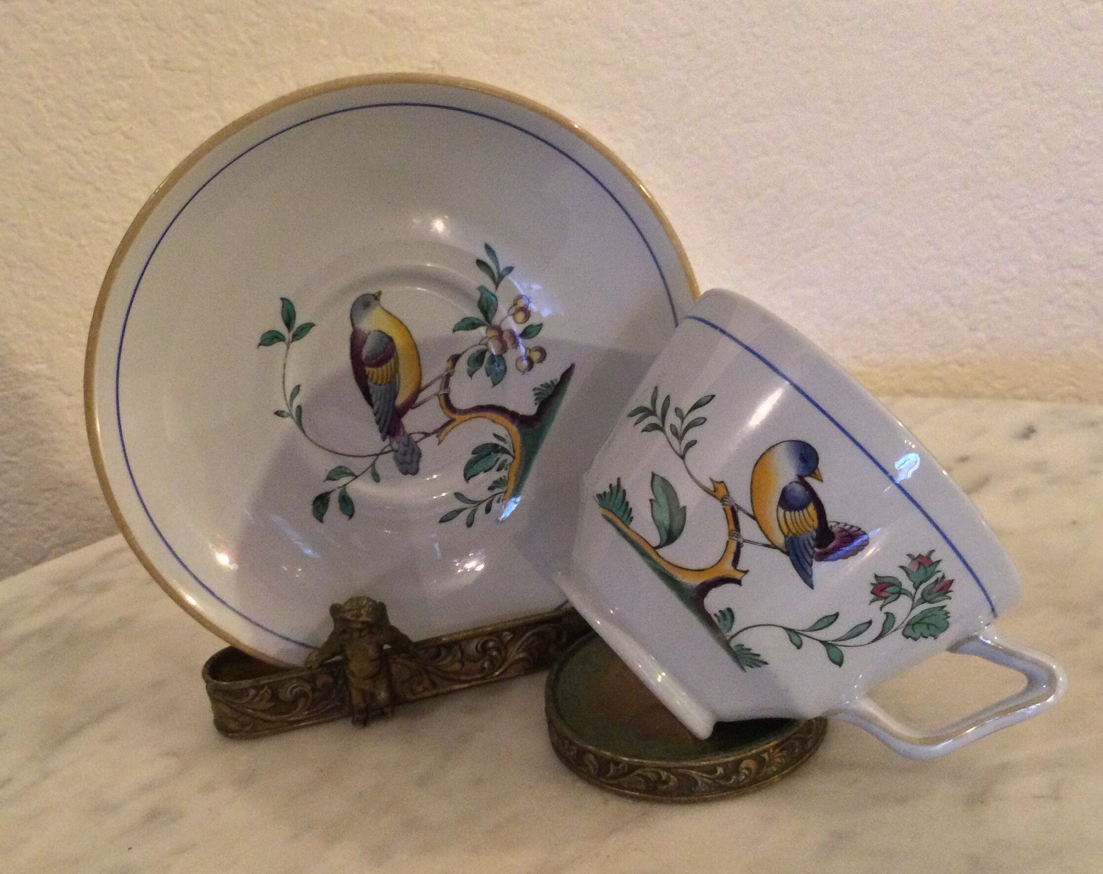 SPODE QUEENS BIRD Y4973, Footed Cup & Saucer Set. Fine Stone, Bird ...