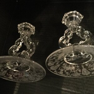 Vintage Cambridge Glass "rose Point-clear" Pattern, Set of Two (2) Key ...