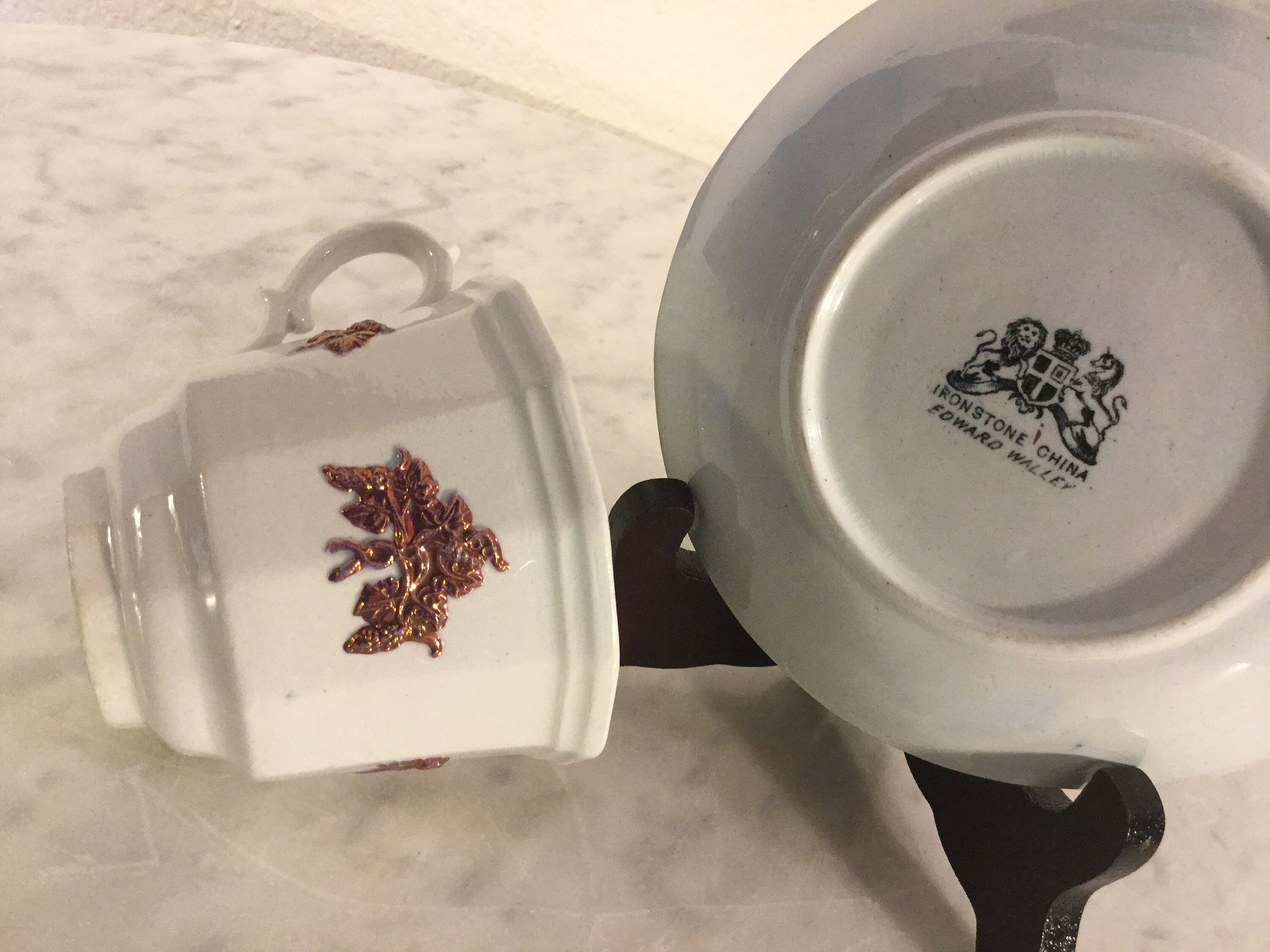 Vintage Antique Edward Walley Ironstone China Cup and Saucer Set ...