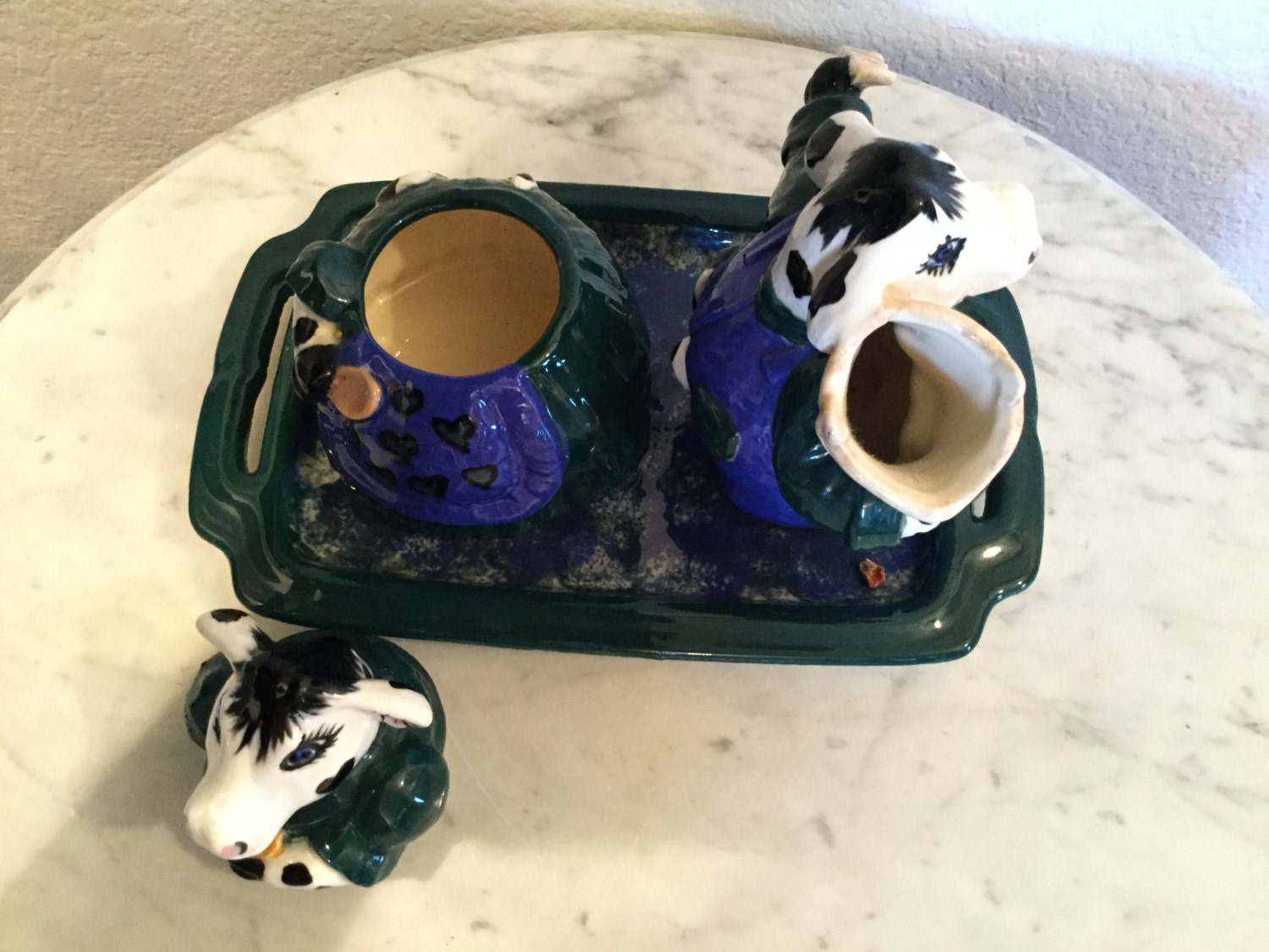 Vintage "holee Cows" Set of Porcelain Figurine Cow Sugar Bowl & Lid ...