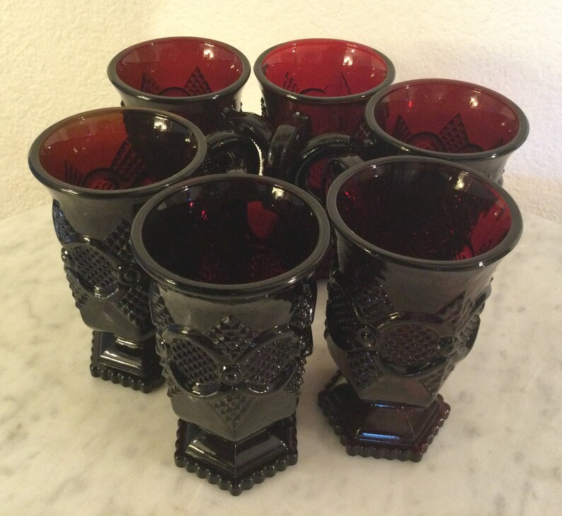Vintage Stunning Avon cape Cod Ruby Red Set of Six - Etsy