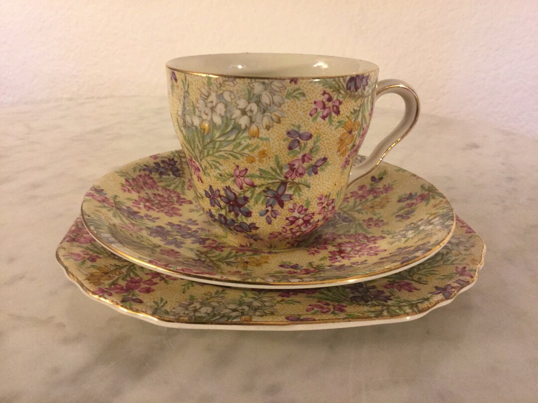 Vintage Lord Nelson Ware "heather" Pattern, Flat Cup, Saucer & Dessert ...
