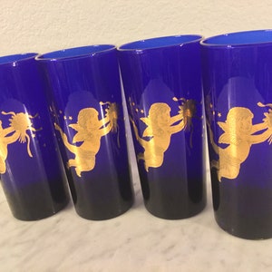 Vintage Gorgeous Culver Crystal Ltd "angels" Set of Four (4) Tumblers ...