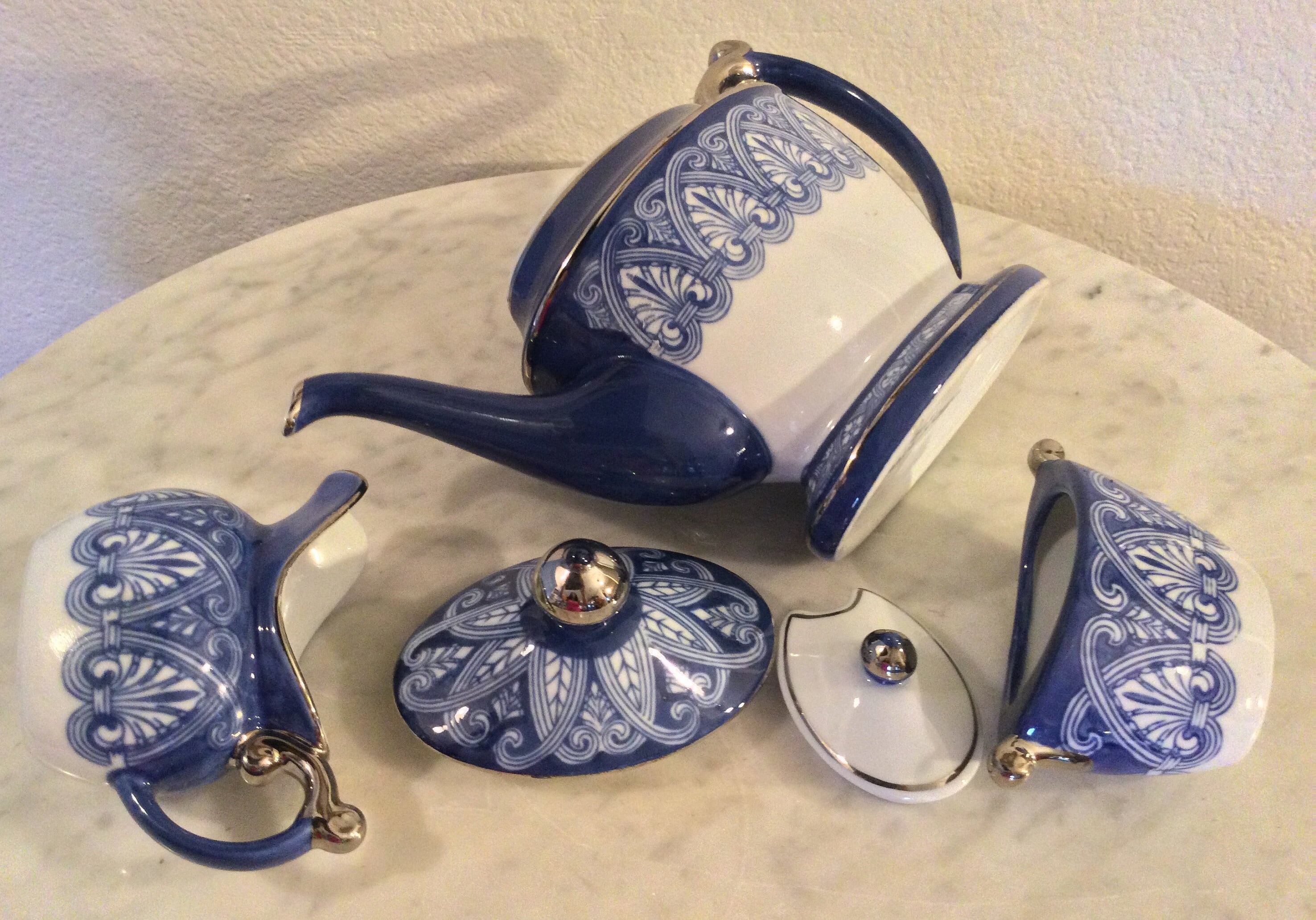 BOMBAY CHINA TILE 5 Pieces Set. Teapot and Lid Sugar Bowl - Etsy