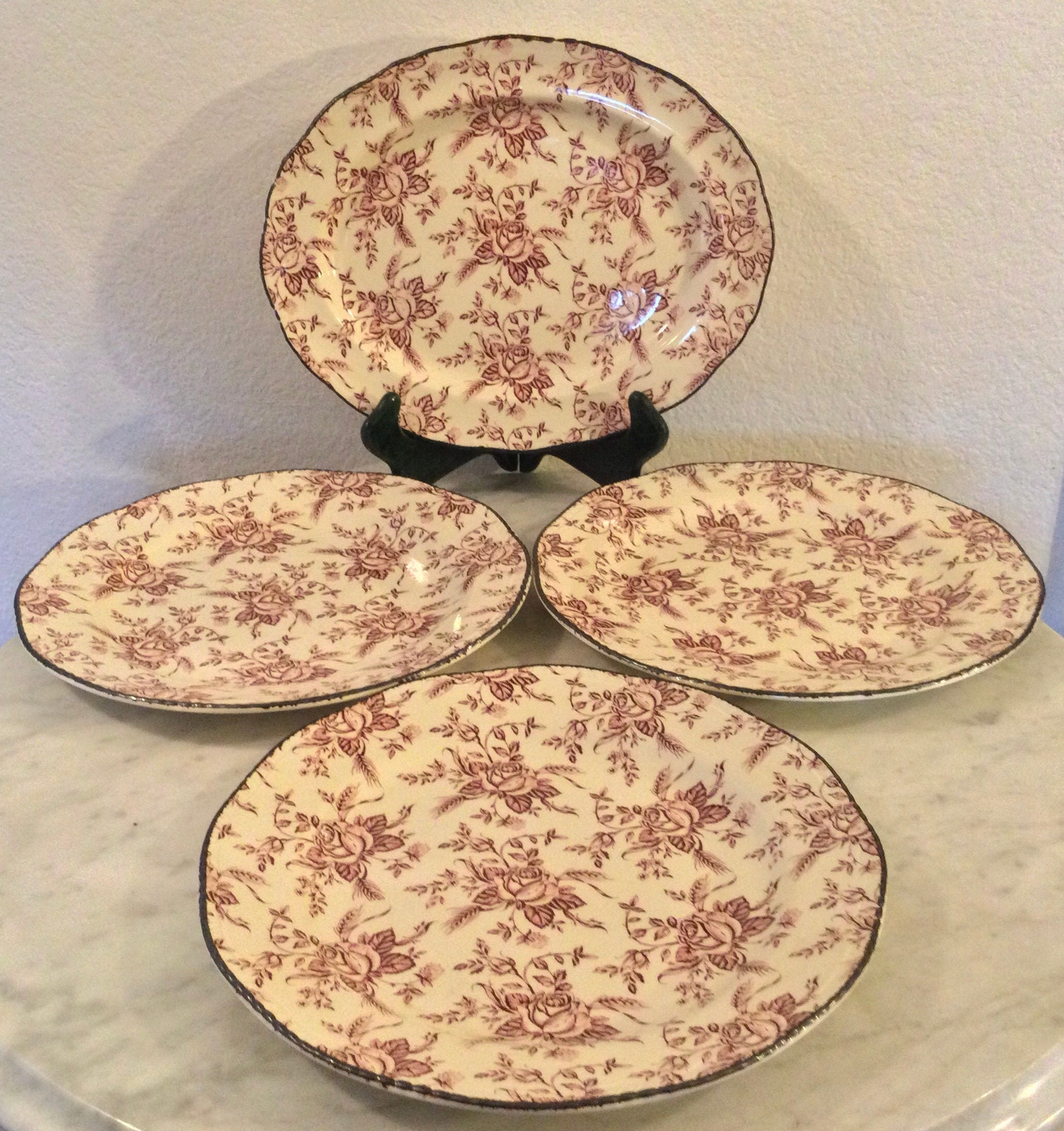 Wood & Sons COLONIAL ROSE BLACK and White 3 Dinner Plates - Etsy