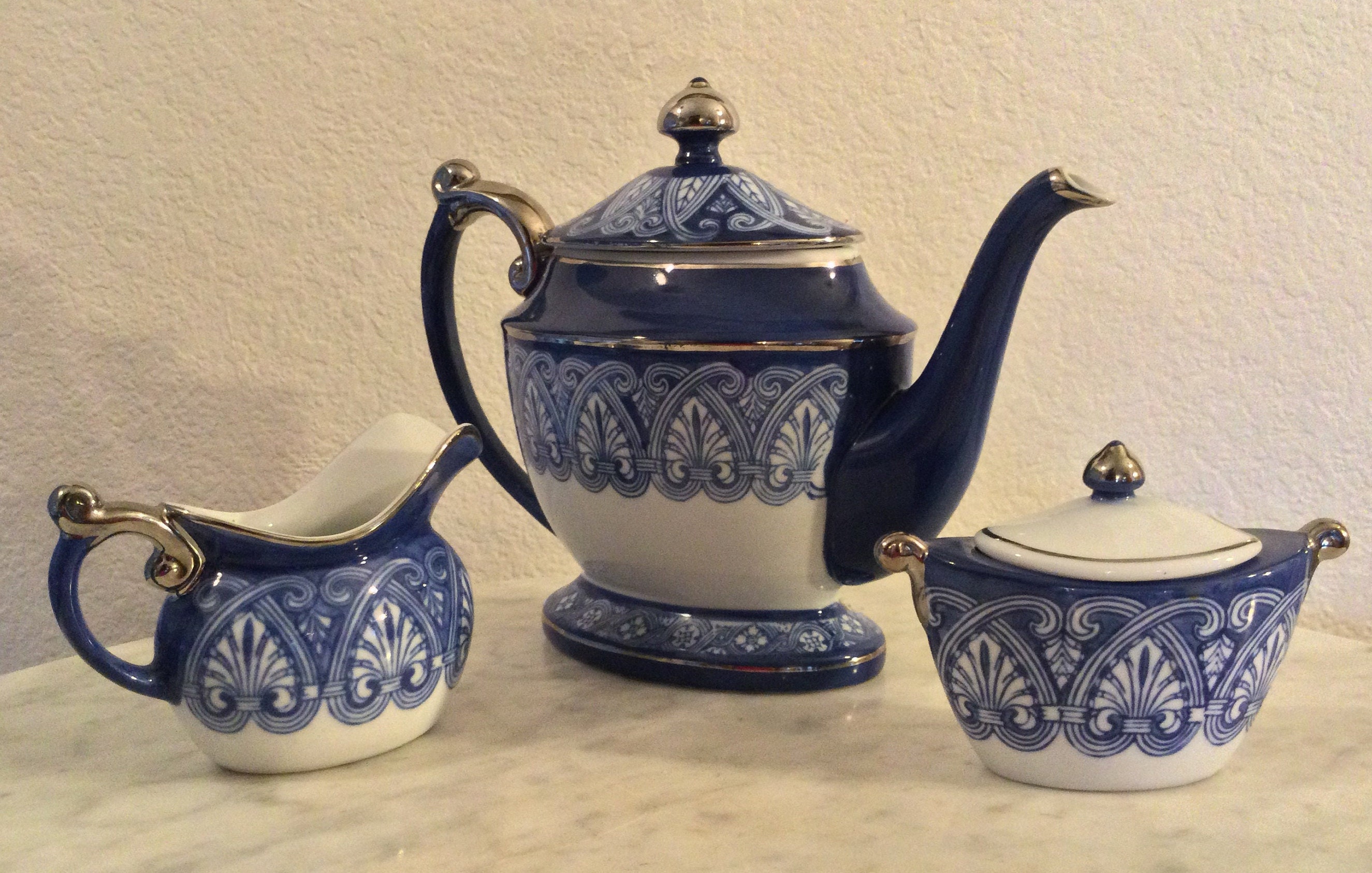 BOMBAY CHINA TILE 5 Pieces Set. Teapot and Lid Sugar Bowl - Etsy