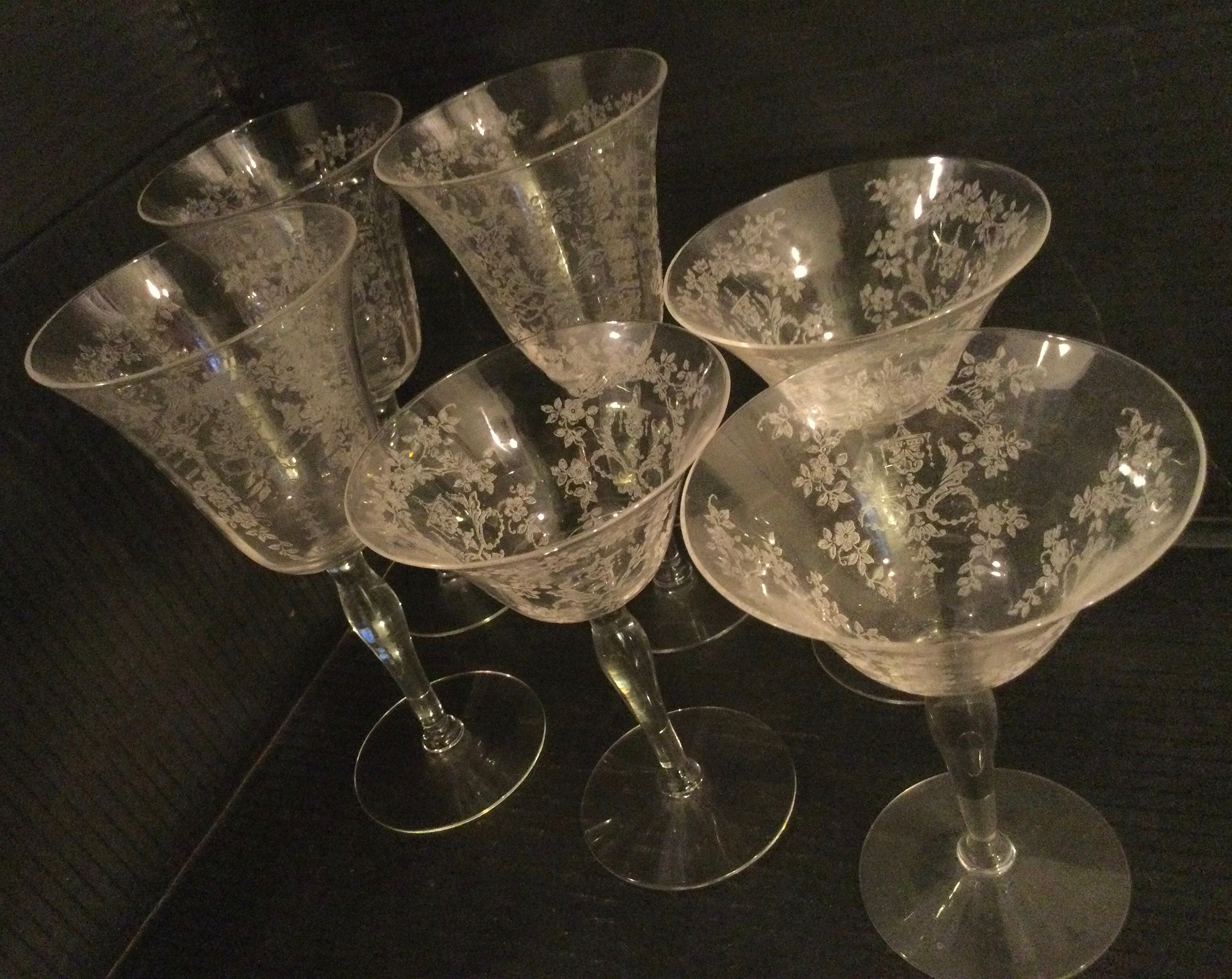 Vintage Beautiful MORGANTOWN GLASS “MIKADO” 3 Water Goblets & 3 ...
