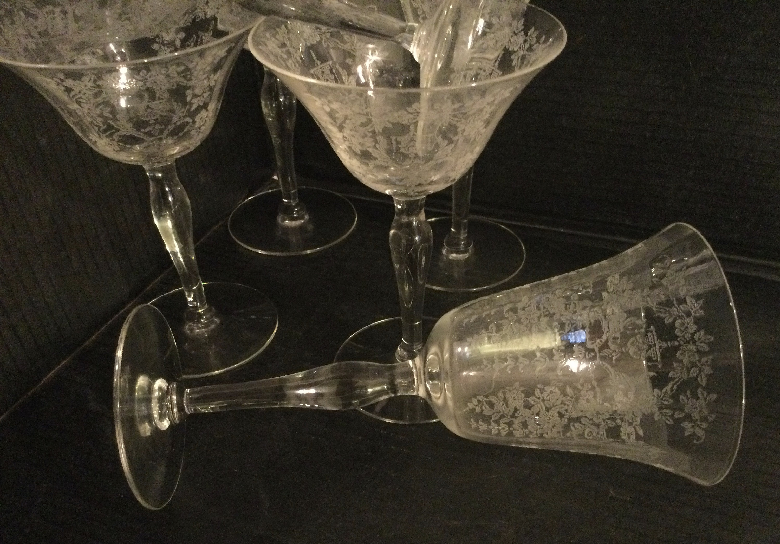 Vintage Beautiful MORGANTOWN GLASS “MIKADO” 3 Water Goblets & 3 ...