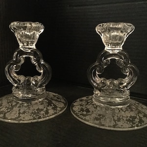 Vintage Cambridge Glass "rose Point-clear" Pattern, Set of Two (2) Key ...
