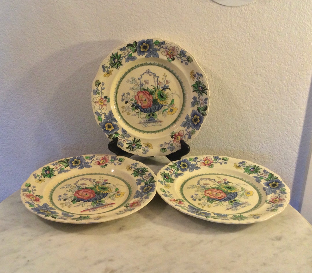 MASON’S IRONSTONE “STRATHMORE” Pat C4792. 3 Dinner Plates. Blue ...