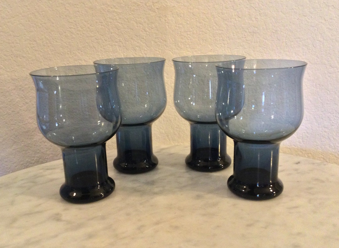 Lenox Crystal “CLARION DARK BLUE” Pattern, Set of 4 Water Goblets. All ...