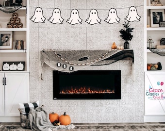 Hey Boo Paper Ghosts Banner, Cute Halloween Ghost Garland, Halloween ...