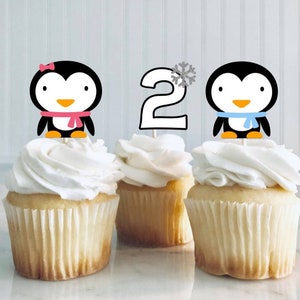 Penguin Themed Cupcake Toppers - Etsy