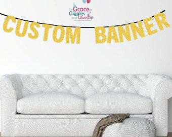 Custom Glitter Banner // Glitter Custom Banner // Gold Glitter Banner ...