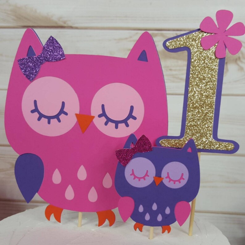 3pc Glitter Owl Cake Topper - Etsy