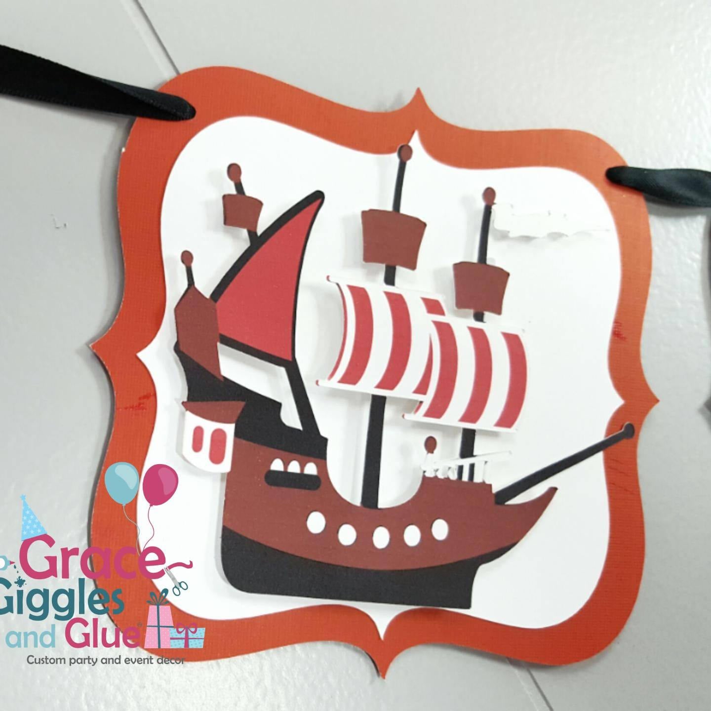 Pirate Themed Happy Birthday Banner | Etsy