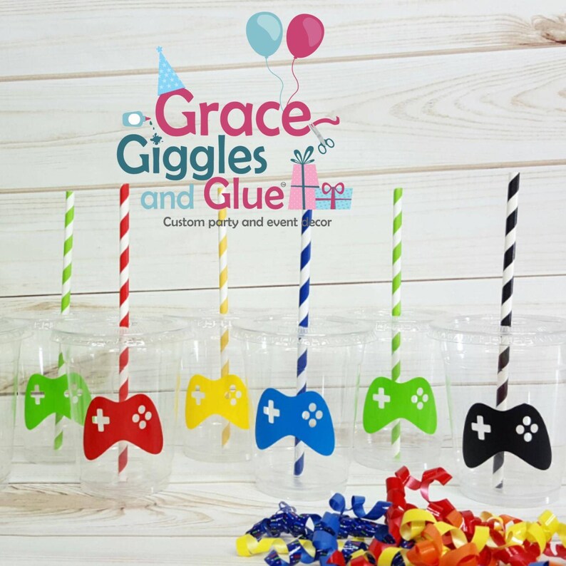 Video Game Themed Party Cups With Straws and Lids - Etsy