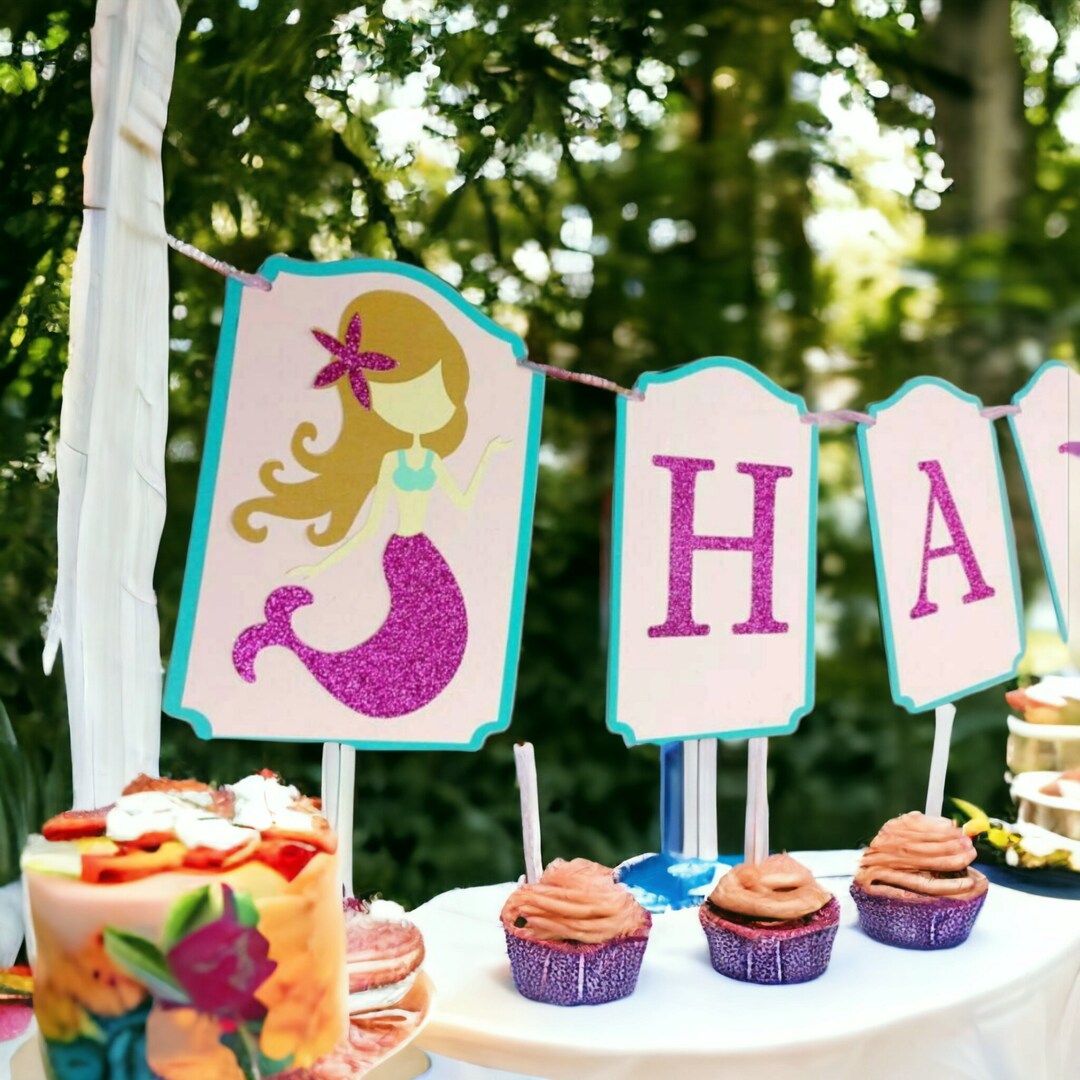 Gitter Mermaid Name Banner, Mermaid Name Banner, Mermaid Babyshower ...