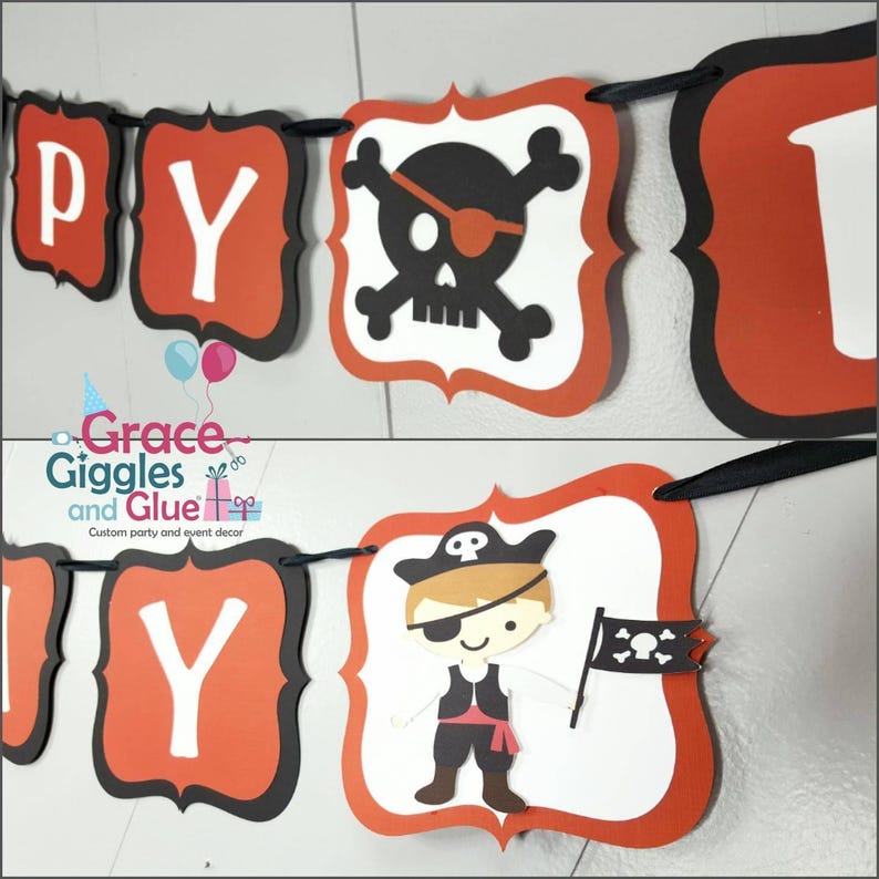 Pirate Themed Happy Birthday Banner | Etsy