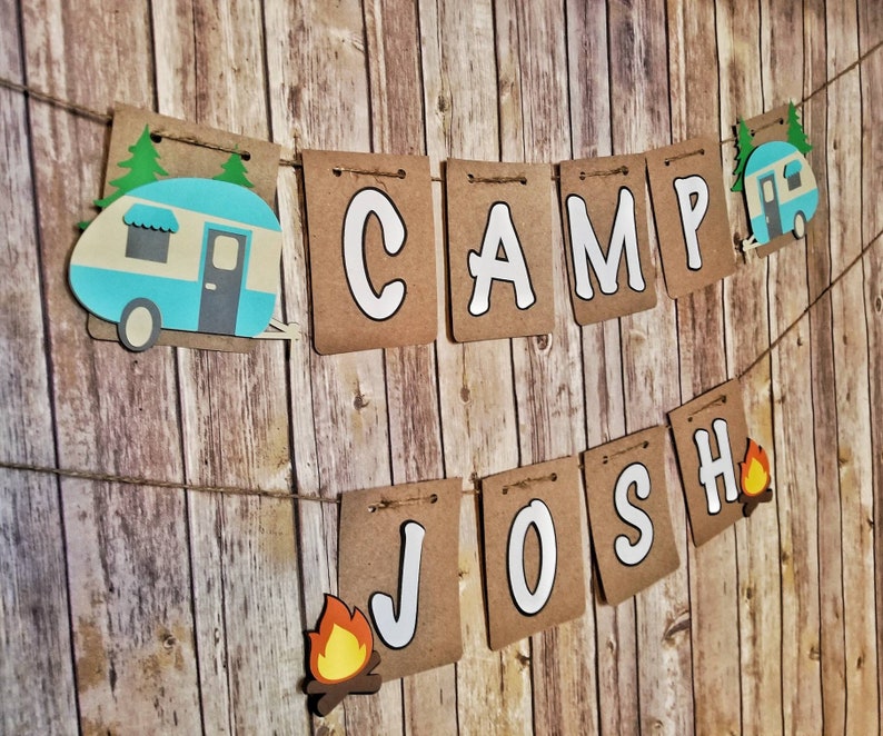 Camp Themed Name Banner Camper Themed Happy Birthday Banner | Etsy