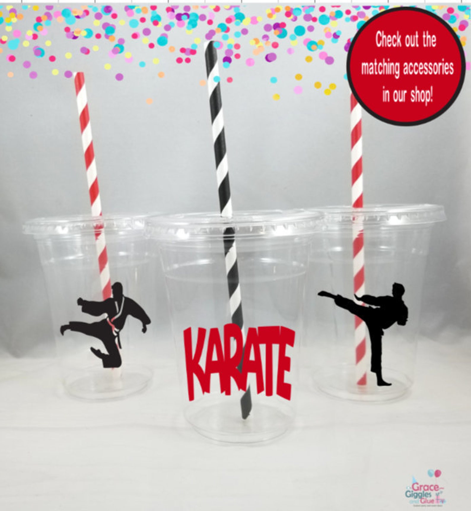 Karate Themed Party Cups With Straws and Lids - Etsy