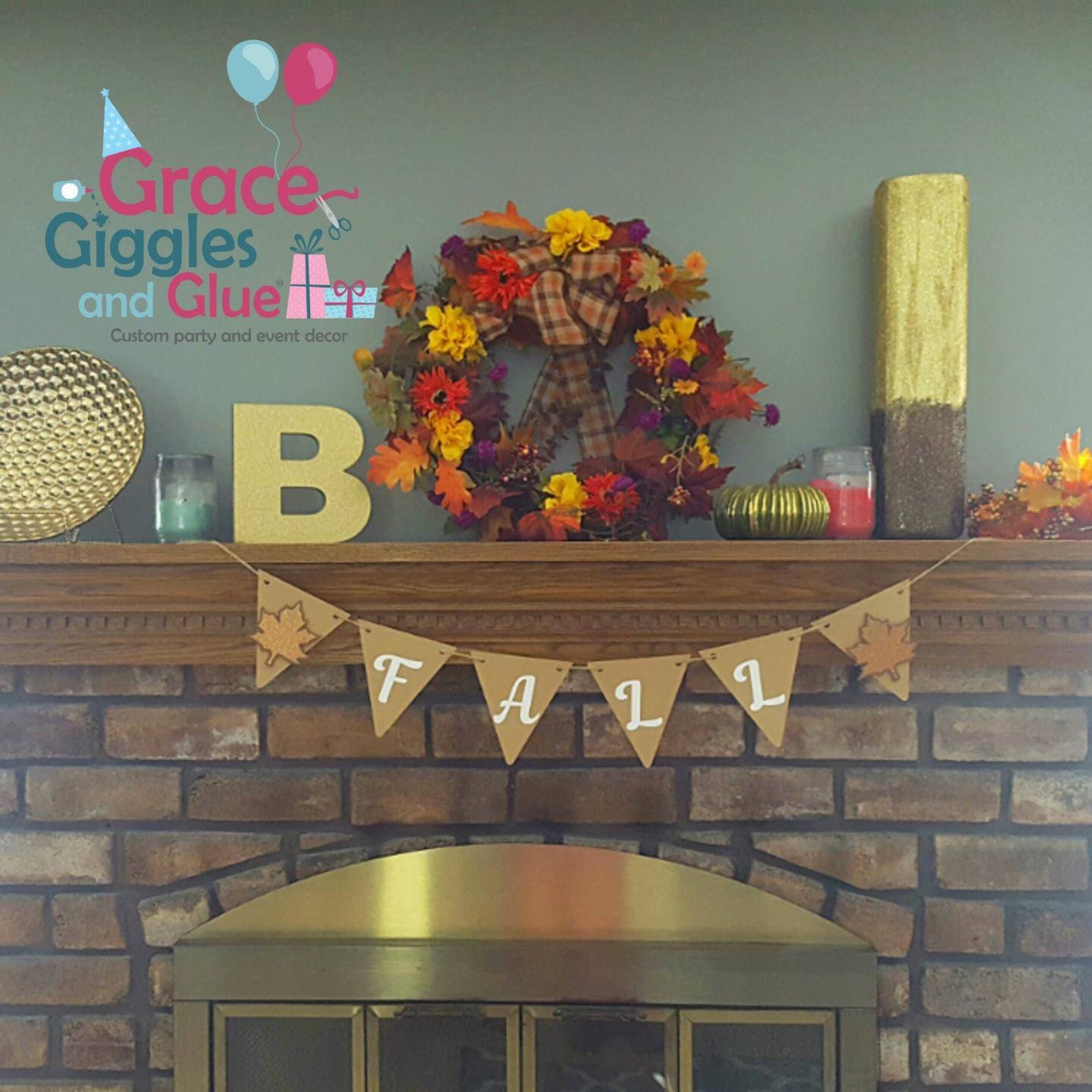 Fall Banner Fall Fireplace Mantle Banner | Etsy