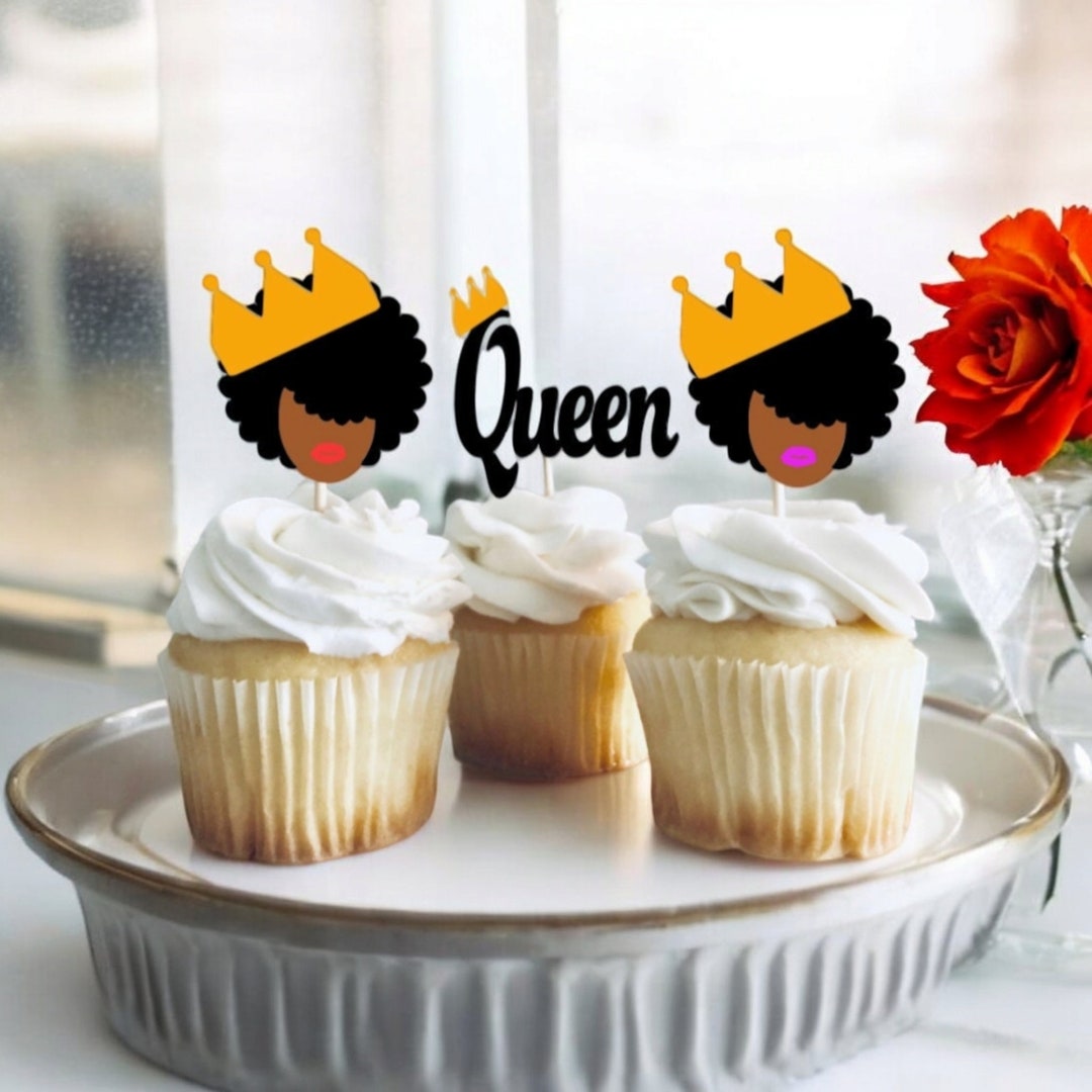 Black Queen Cupcake Toppers, African Royalty Cupcake Toppers - Etsy