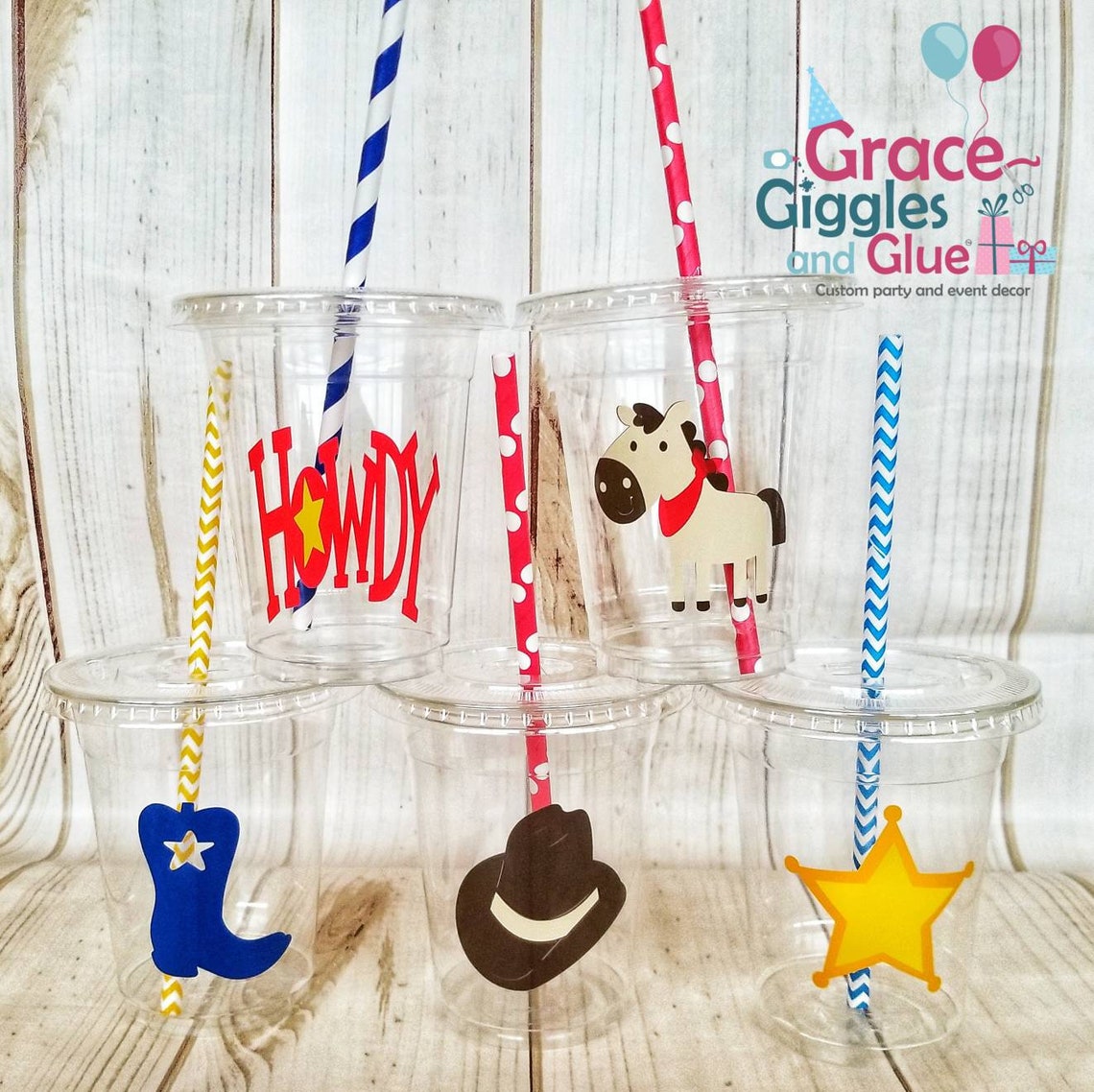 Cowboy/southwest Themed Party Cups With Lids and Straws - Etsy