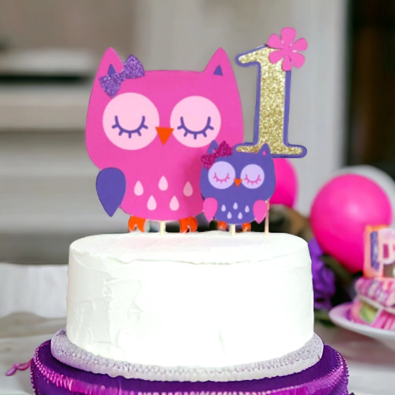 3pc Glitter Owl Cake Topper - Etsy