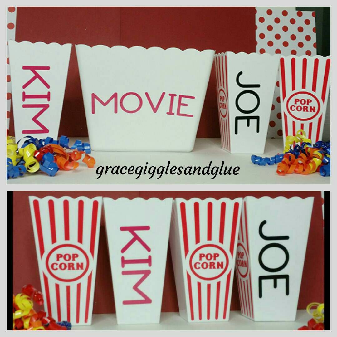 Personalized Movie Themed Party Cups with Striped Straws and | Etsy