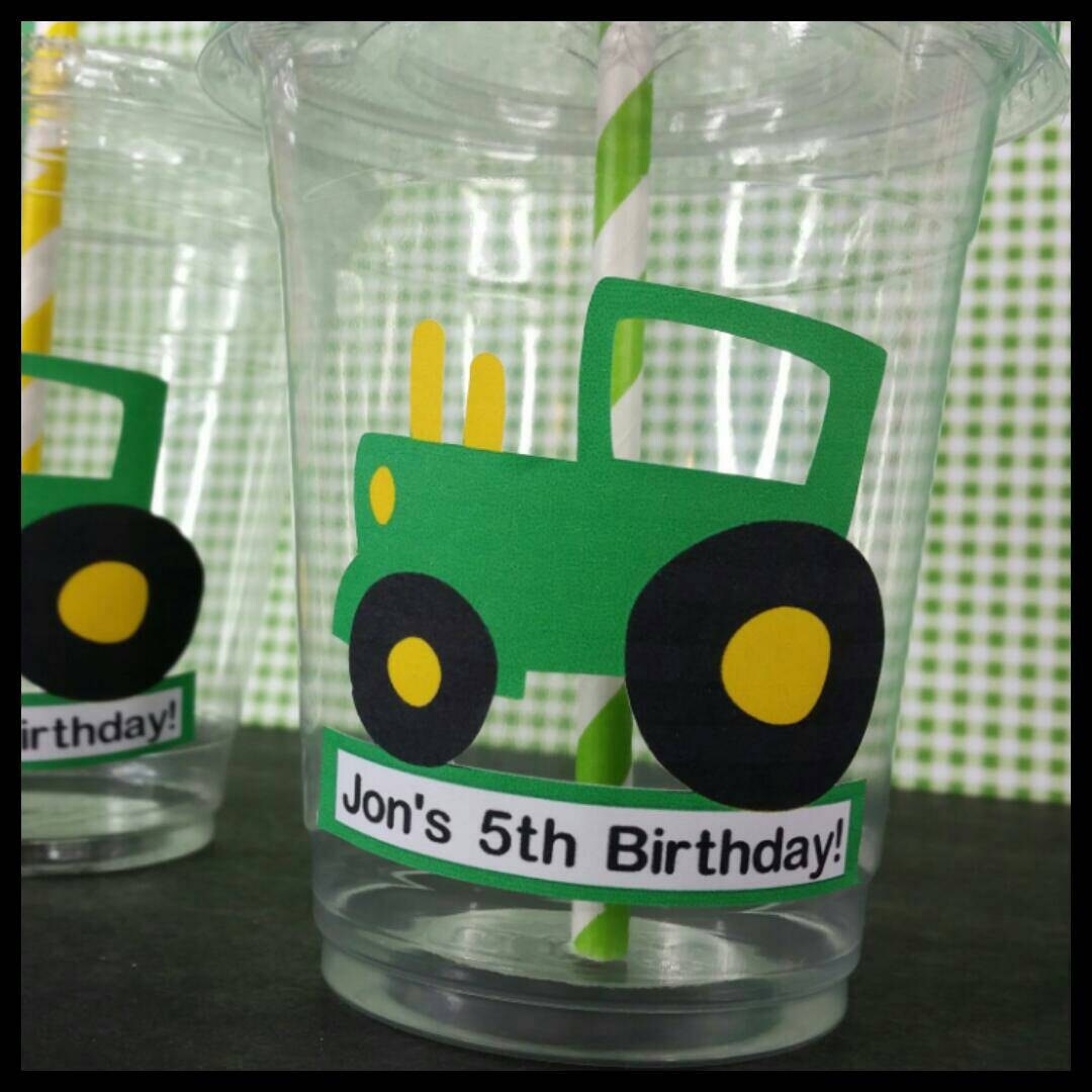 Personalized Tractor Themed Party Cups With Straws and Lids!, Tractor ...