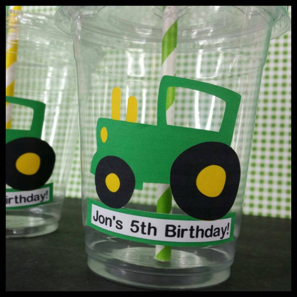 Personalized Tractor Themed Party Cups With Straws and Lids!, Tractor ...