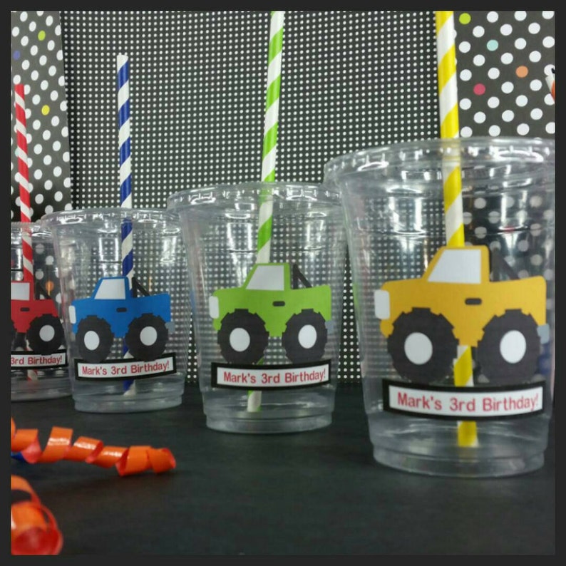 Personalized Monster Truck Party Cups - Etsy