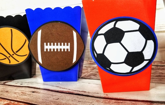 Sports Themed Snack/favor Boxes Sports Party Popcorn Box - Etsy