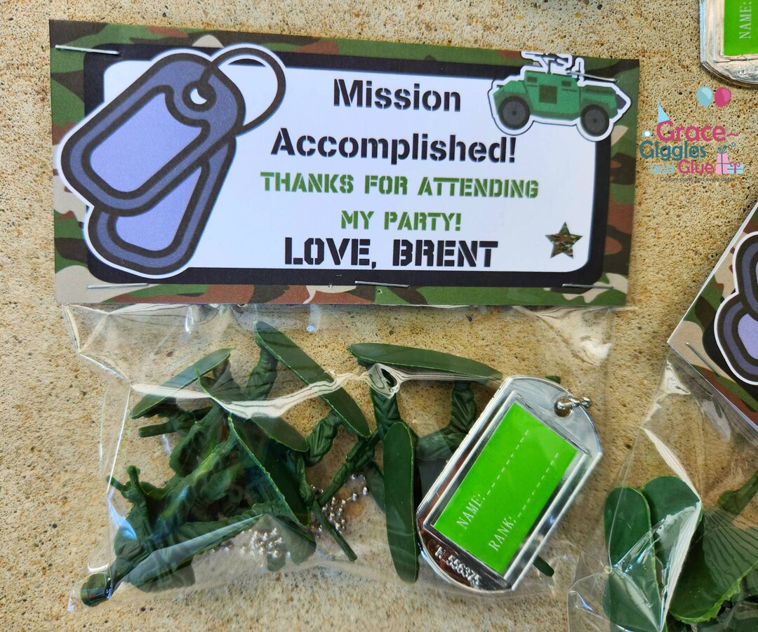 Military Party Favors, Solider Party Favors, Treat Bag Toppers - Etsy